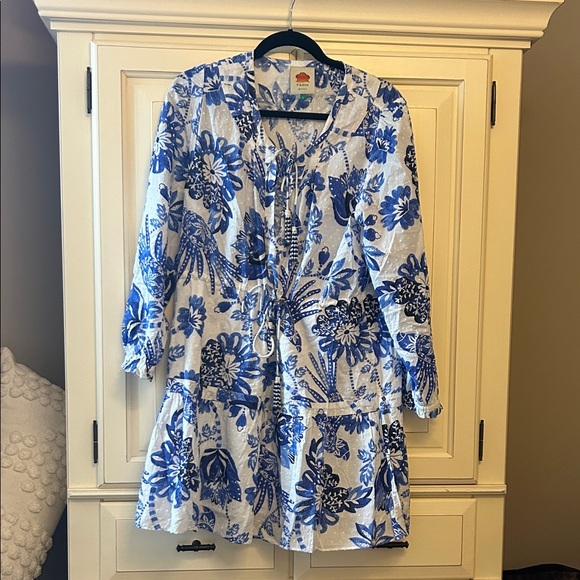 FARM Rio | Dresses | Farm Rio Blue Floral Dress Size L Nwot | Poshmark